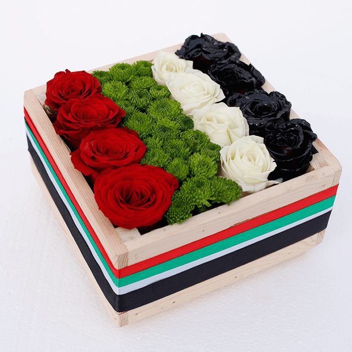 Box of UAE Flag Flower Arrangement - Flower Delivery Dubai, UAE