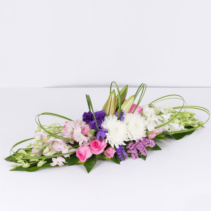 Buy Long and Low Arrangement Purple Flowers Online in Dubai