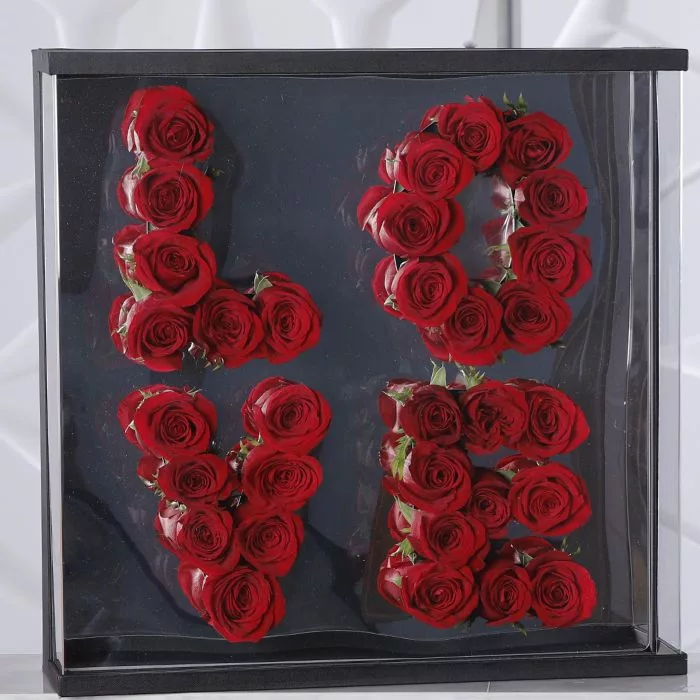 LOVE Letter Flower Box | Red Roses Luxury Gift Online