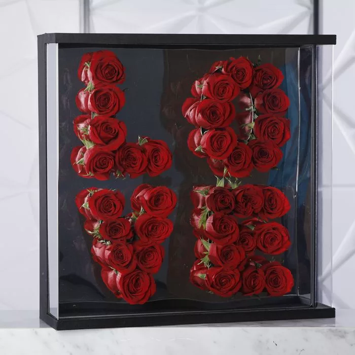 LOVE Letter Flower Box | Red Roses Luxury Gift Online