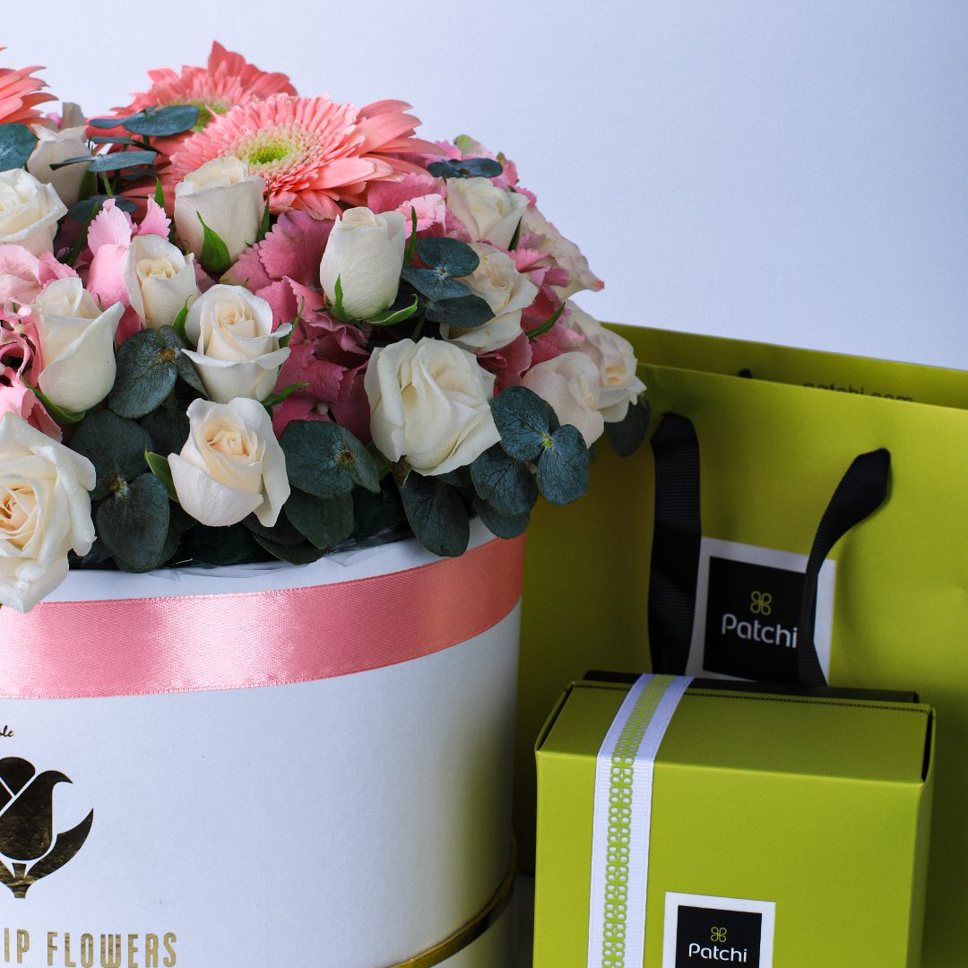 Nostalgic Pink with Patchi Chocolate - Flower Delivery Dubai, UAE