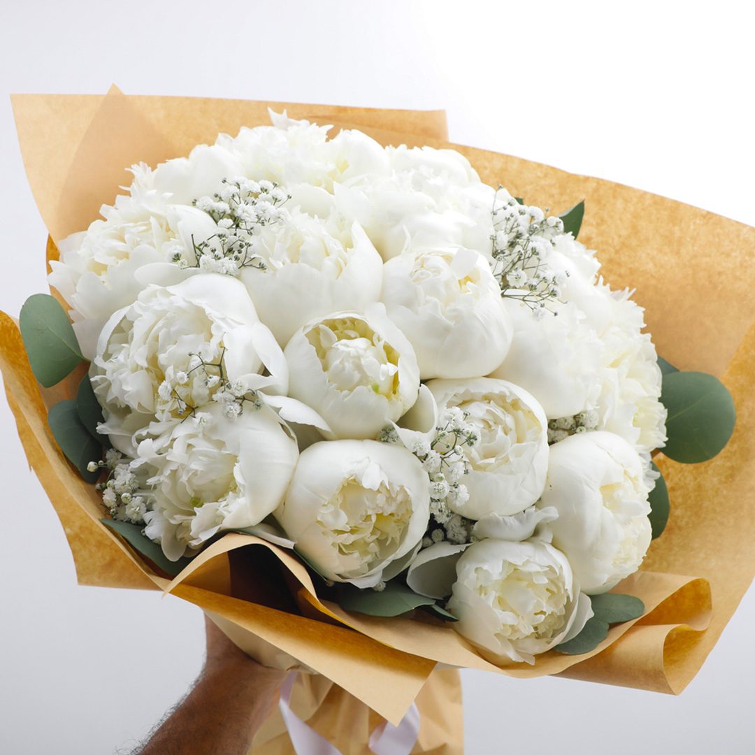 White Peony Flower Bouquet Bouquet Of White Peonies Home Delivery