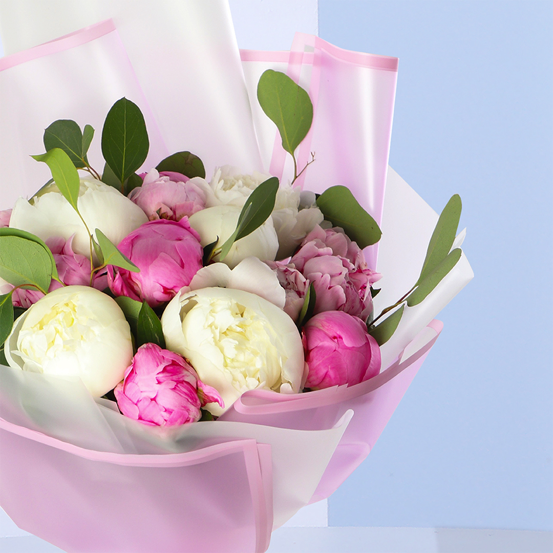 White and Pink Peonies Bouquet - Flower Delivery Dubai, UAE