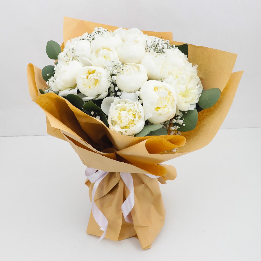 White Peonies Bouquet - Flower Delivery Dubai, UAE