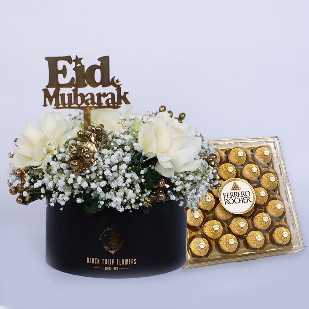 Eid Al Adha Flower Box with Ferrero Rocher in Dubai, UAE