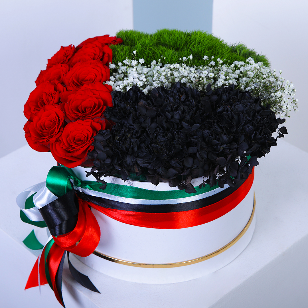 UAE Flag-themed Flower Box | UAE Flag Flower Gifts Dubai | BTF.ae