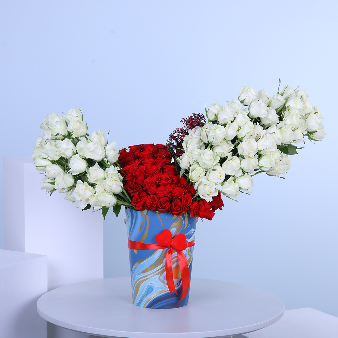 RW Rose Cone box | Valentines Flowers Gifts