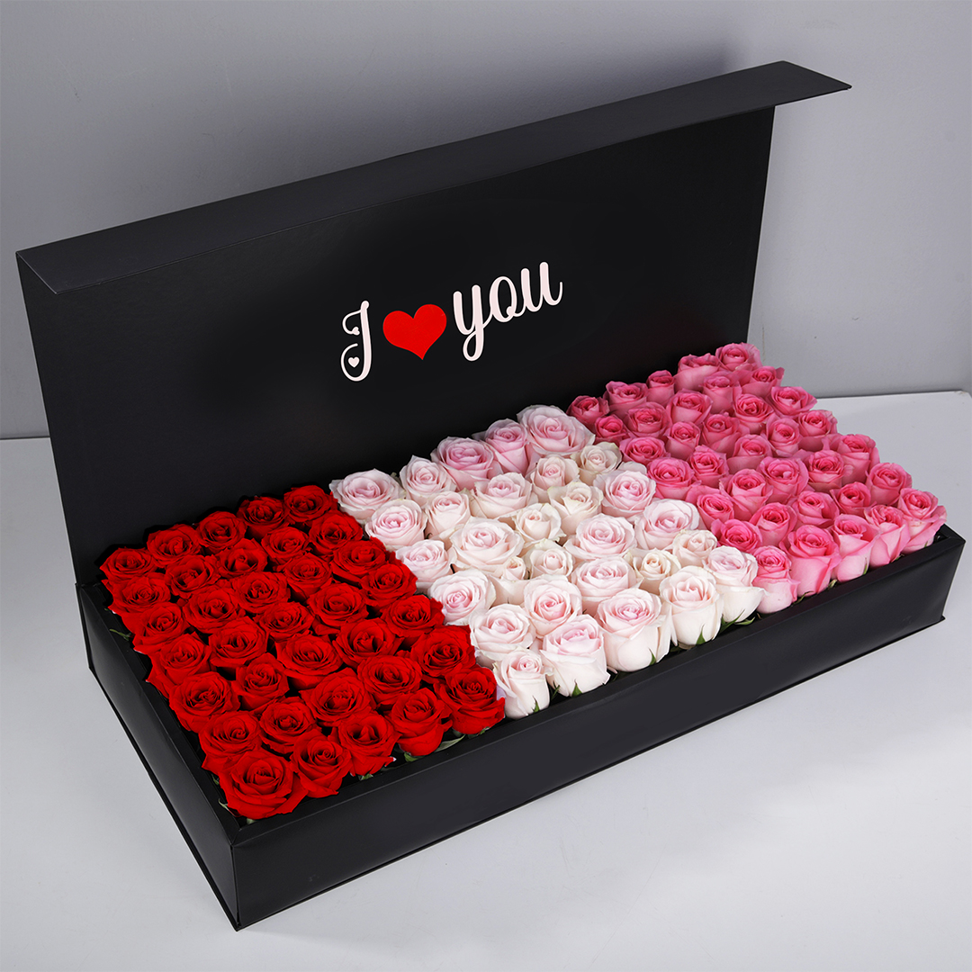 Passionate Blossom Long Box Red | Valentine's Flower Gift Box
