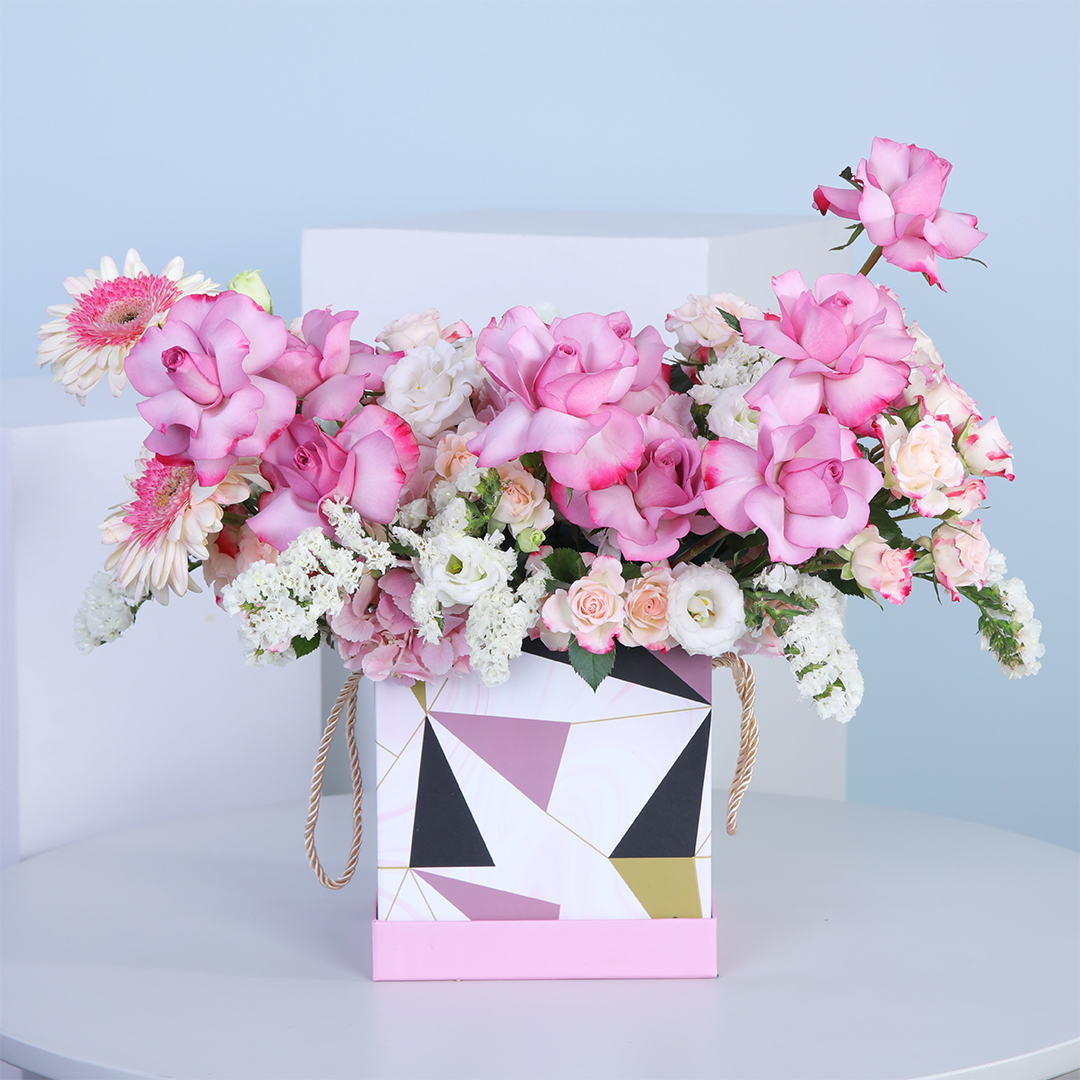 Box of Poshy Pink Florals | Flower Box
