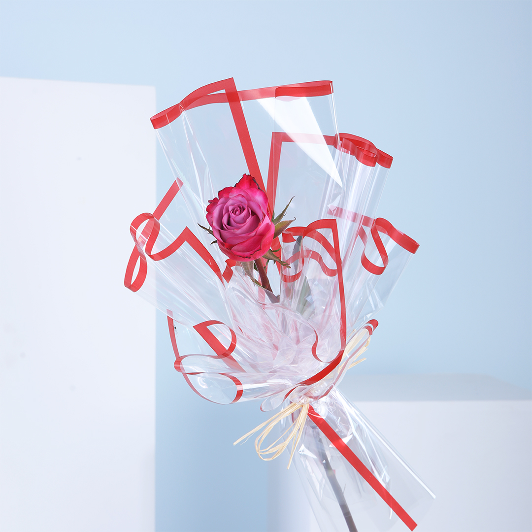 8pcs Pink Rose in Sheer Elegance | Flower Bouquet