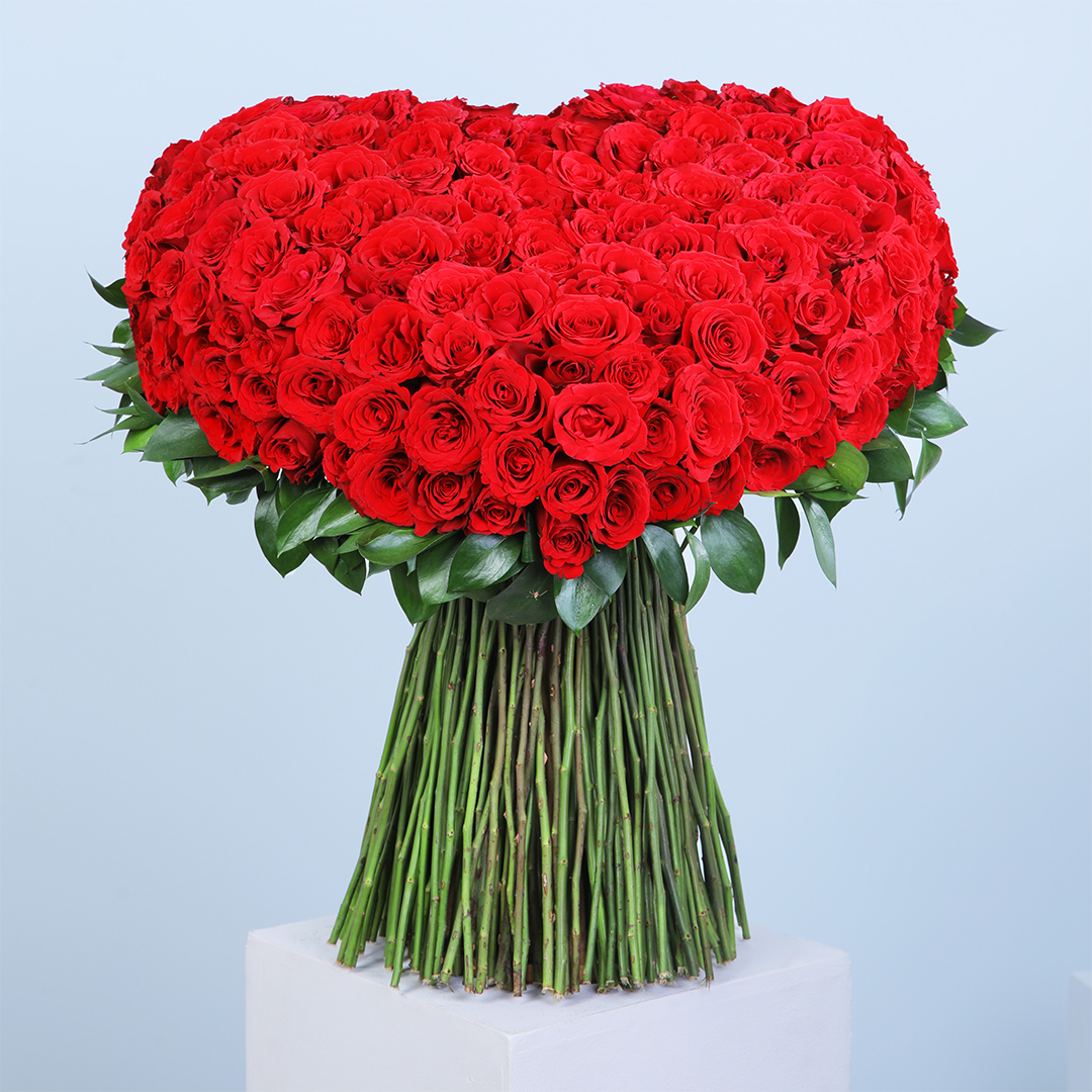 Red Rose Extravaganza | Red Rose Heart Arrangement