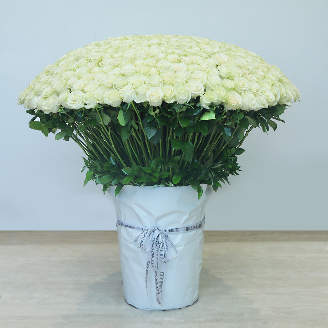 Huge Vase of White Roses for Weddings and Events