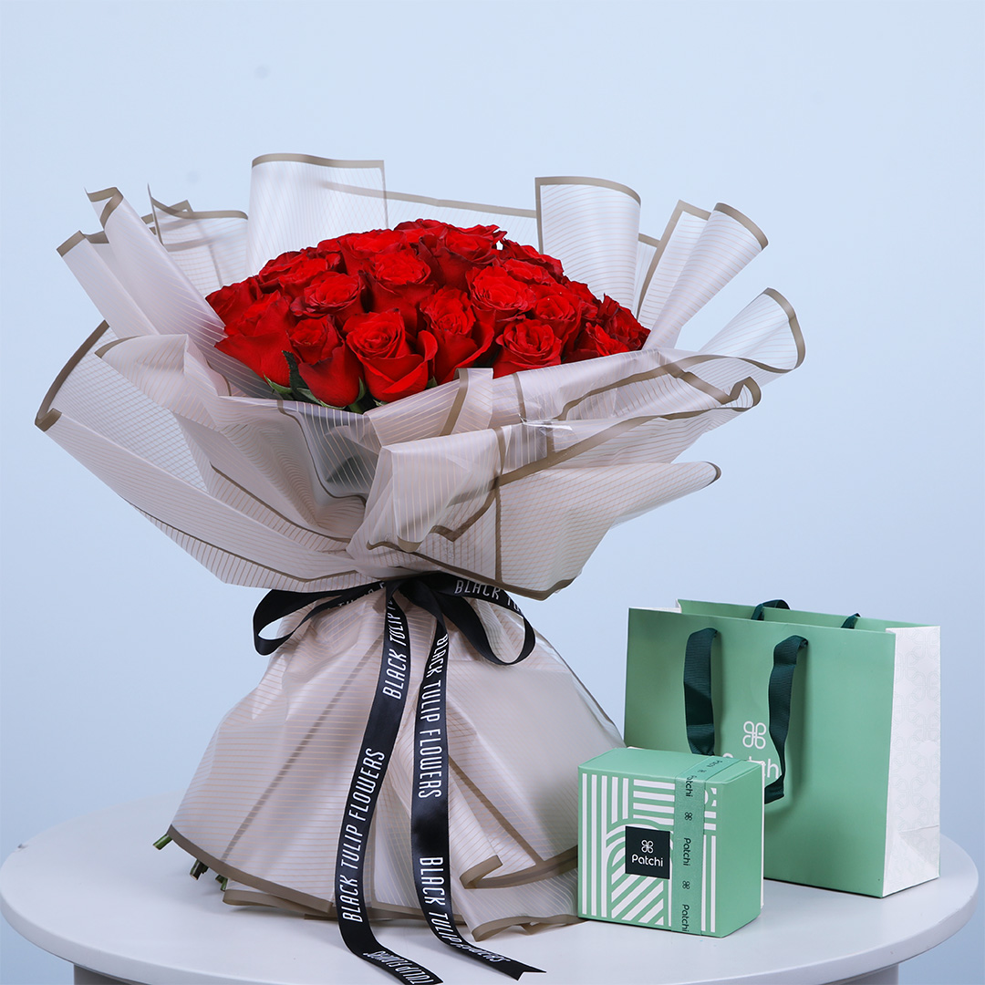 66 Red Rose Bouquet with Patchi | Best Valentine Gift