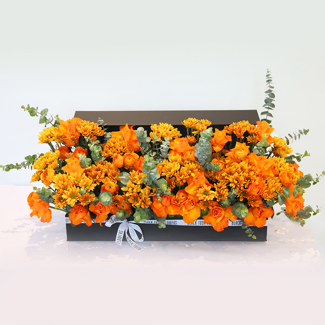 Orange Flowers | Long Flower Box