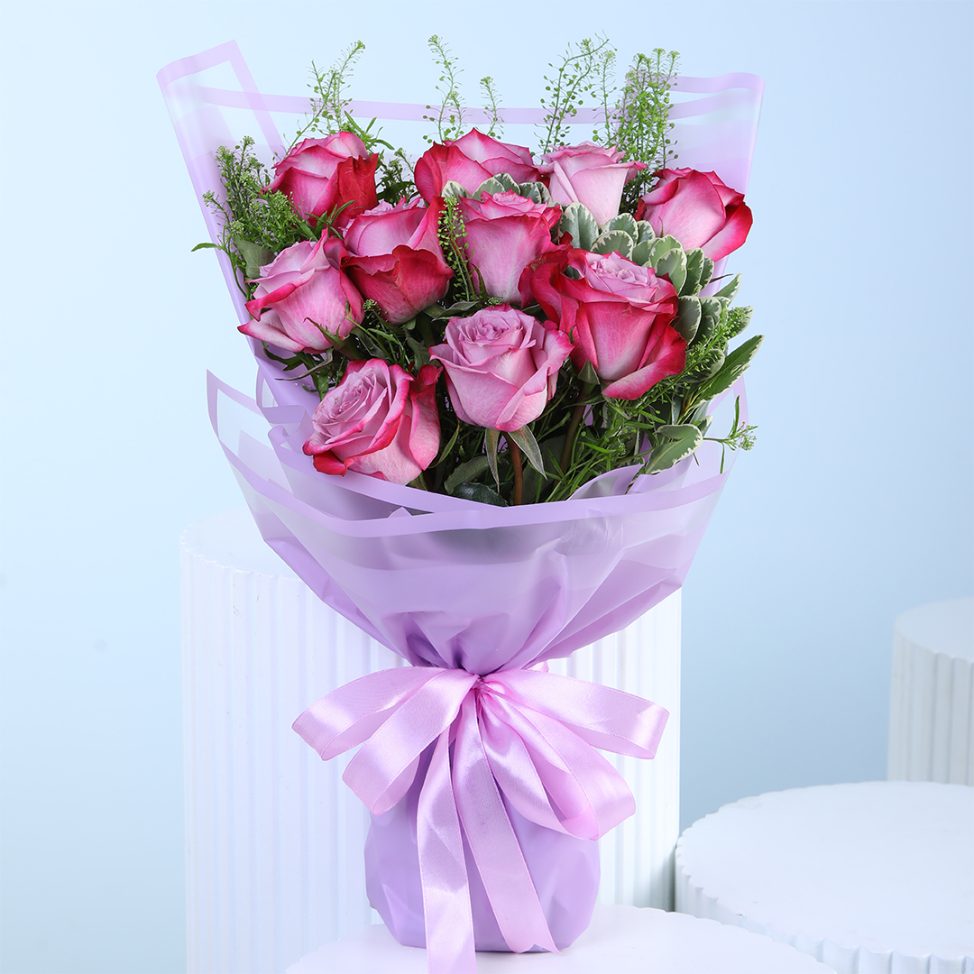 Purple Rose Bouquet | Elegant Fresh Flowers