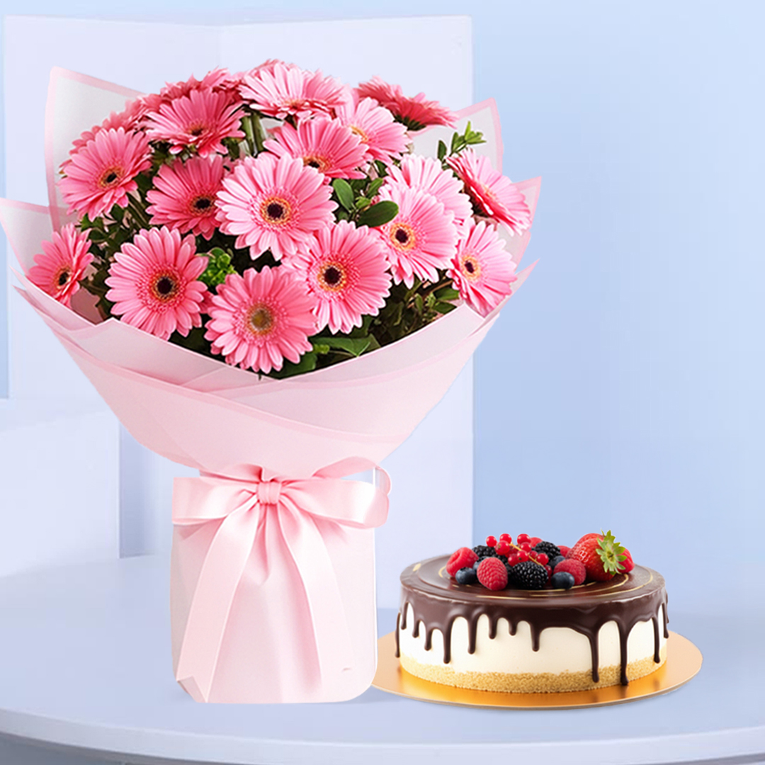Pink Gerbera Daisy | Cake Combo