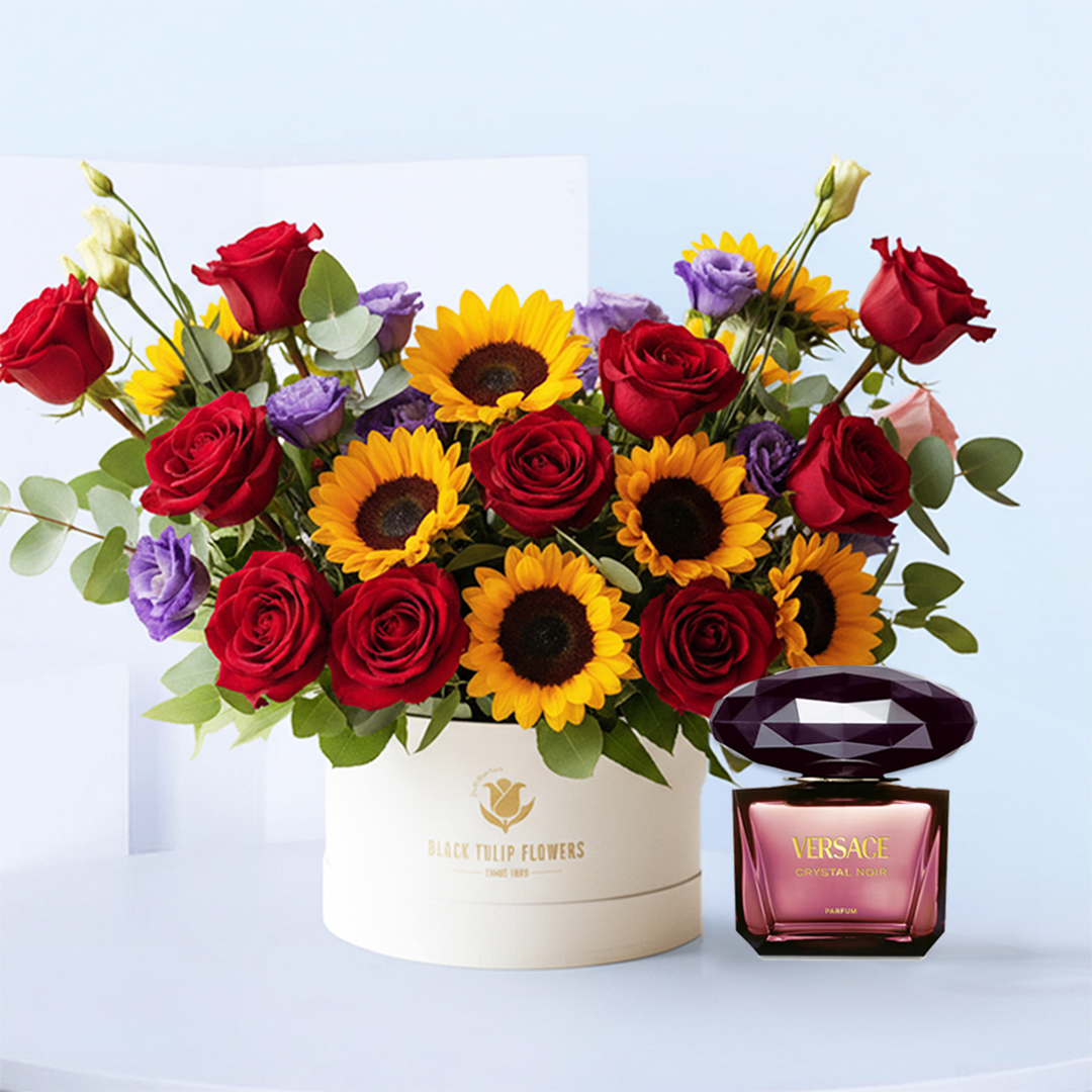Versace Crystal Noir with Sunflowers & Red Roses Online