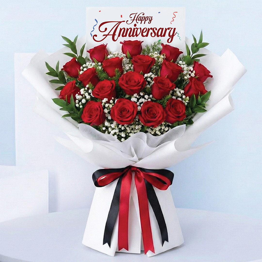 Anniversary Red Rose Bouquet | 18 Premium Roses