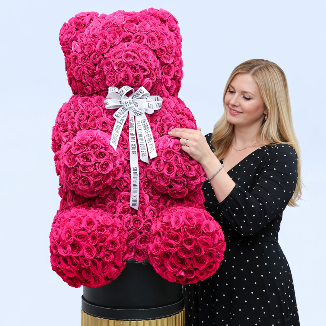 Pink Spray Rose Teddy | Luxury Valentine Surprise