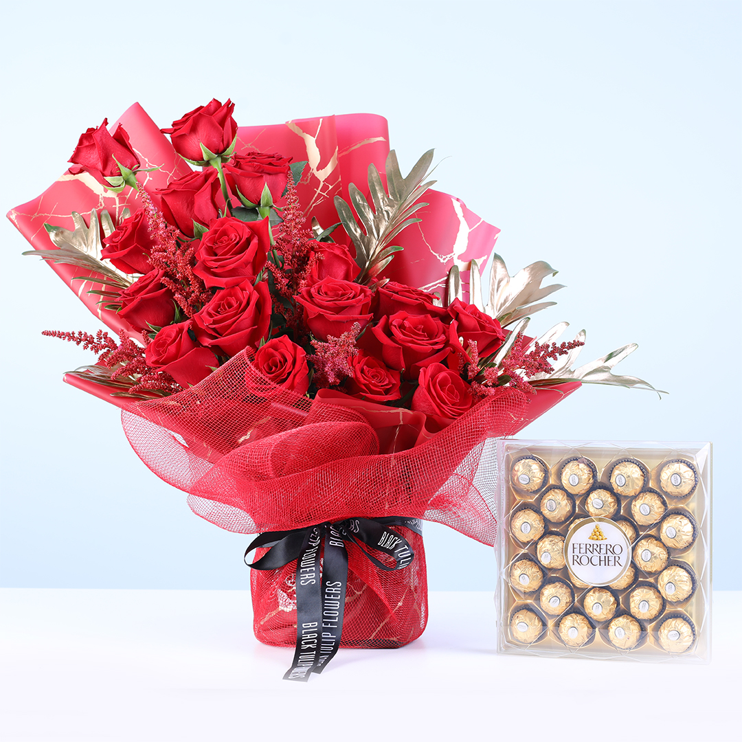 Red Roses Ferrero Rocher Chocolate Love Combo